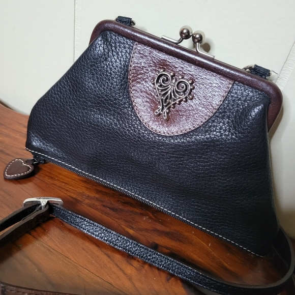 Brighton | Bags | Brighton Black Brown Leather Small Clutch Crossbody ...